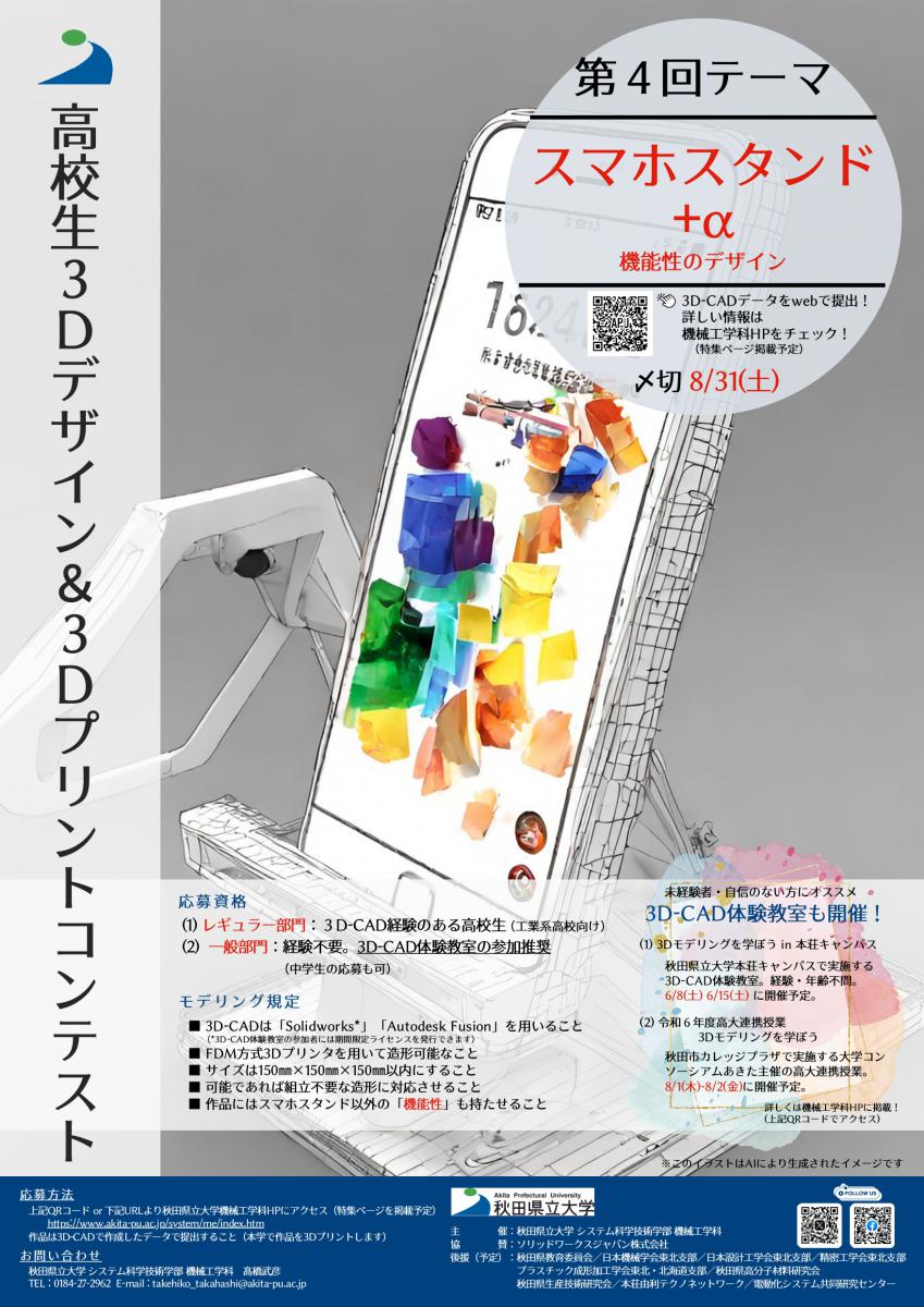 秋田県立大学 第4回高校生3Dデザイン＆3Dプリントコンテスト | 公募/コンテスト/コンペ情報なら「Koubo」